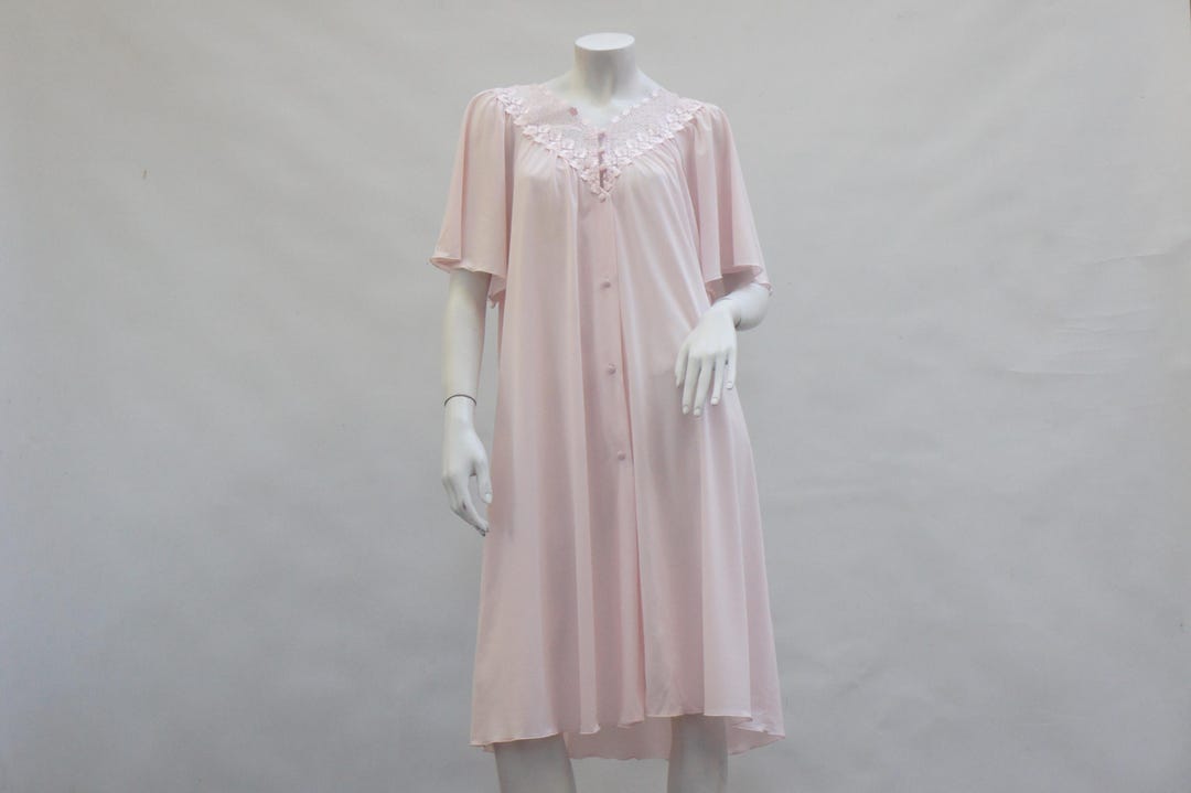 Vintage Lace Trim Pink Nylon Nightgown by Shadowline Grannycore ...