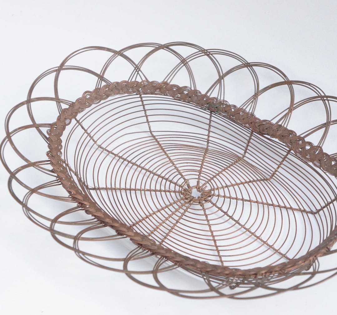 Vintage Copper Wire Basket Hobo Craft Style Cottagecore Farmhouse ...