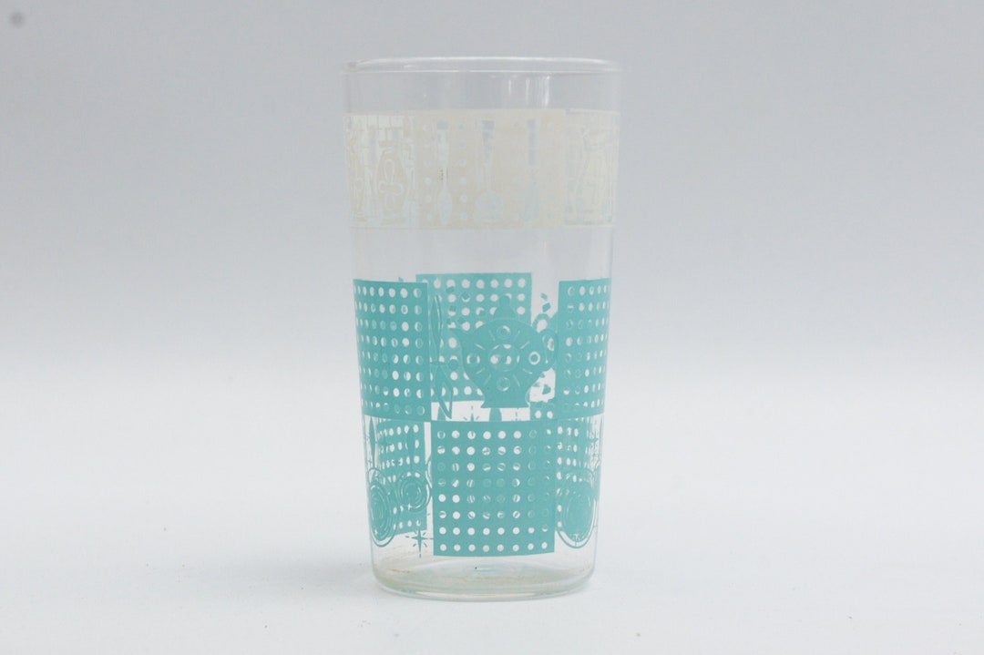 Vintage 60s Atomic Print Drinking Glass Mid Century Modern Retro - Etsy
