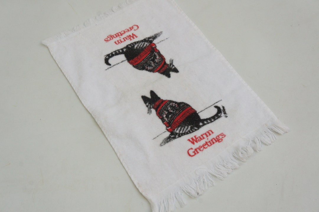 Vintage 80s Kliban Tabby Cat Print Holiday Towel Christmas Cat Crazy ...