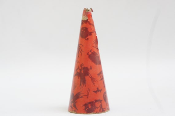 Vintage Antique Orange Halloween Cone With Witches Bats Cats - Etsy