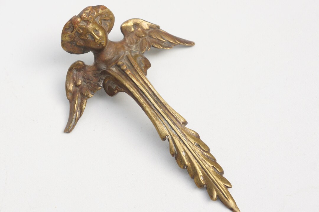 Vintage Ornate Brass Angel Door Handle Victorian Cottagecore Shabby ...