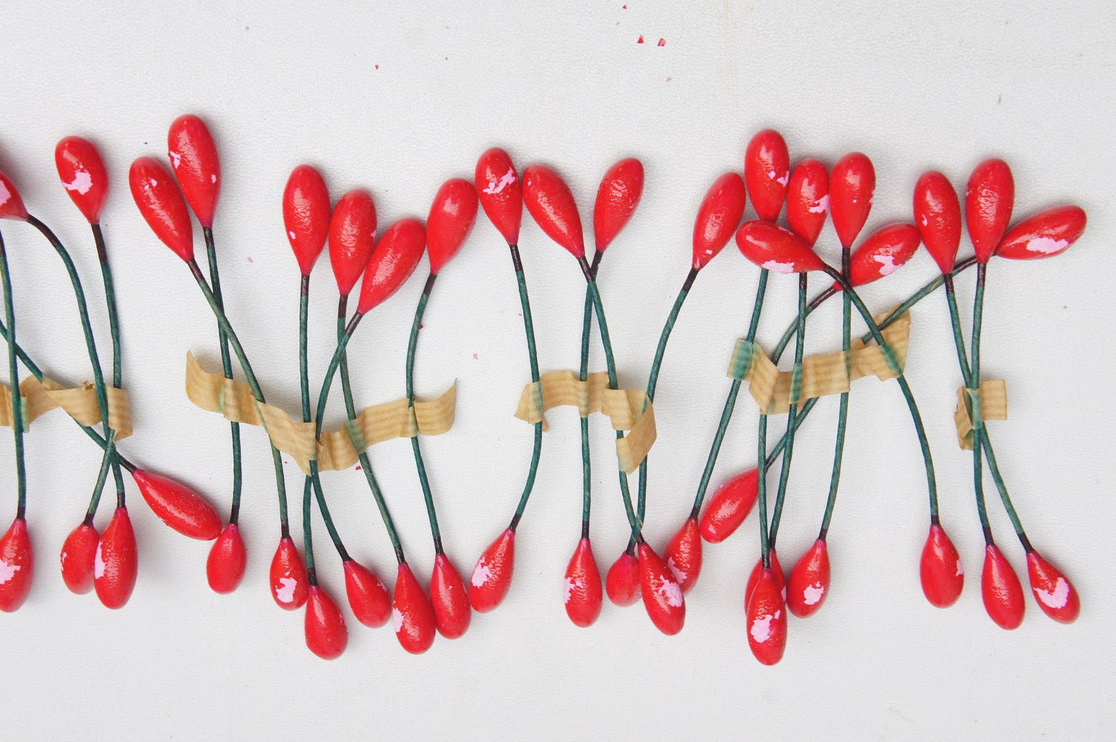 Vintage 50s Spun Cotton Berry Stems Christmas Decor Craft Supply ...