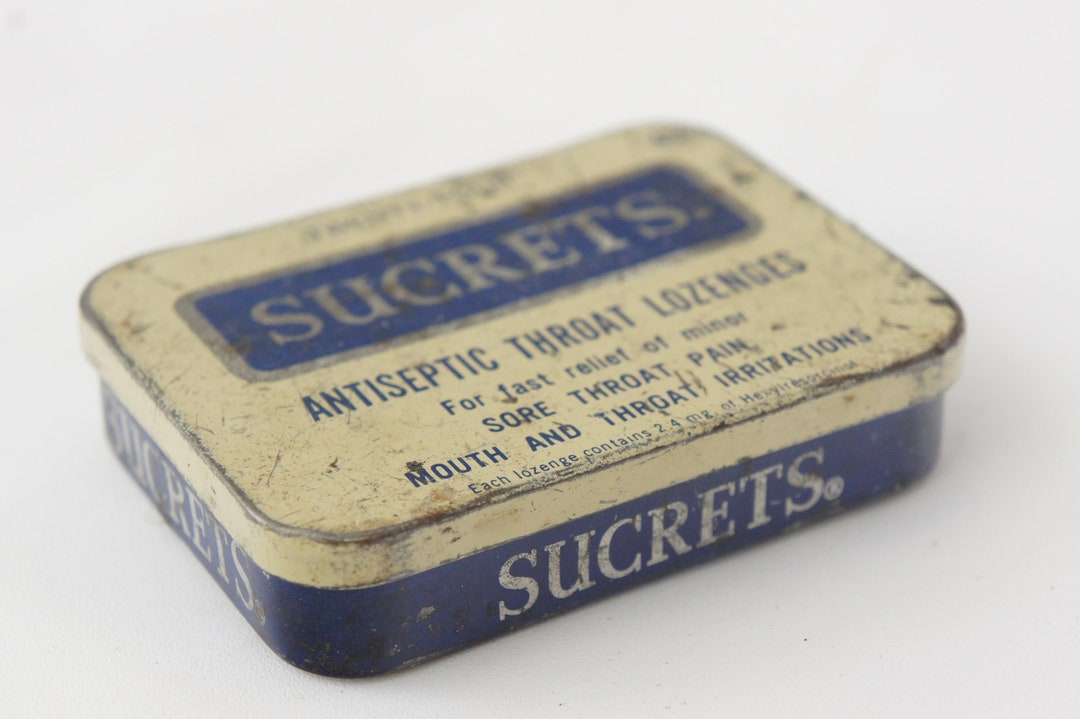 Vintage Small Sucrets Metal Tin Box Container Advertisement Pharmacy ...