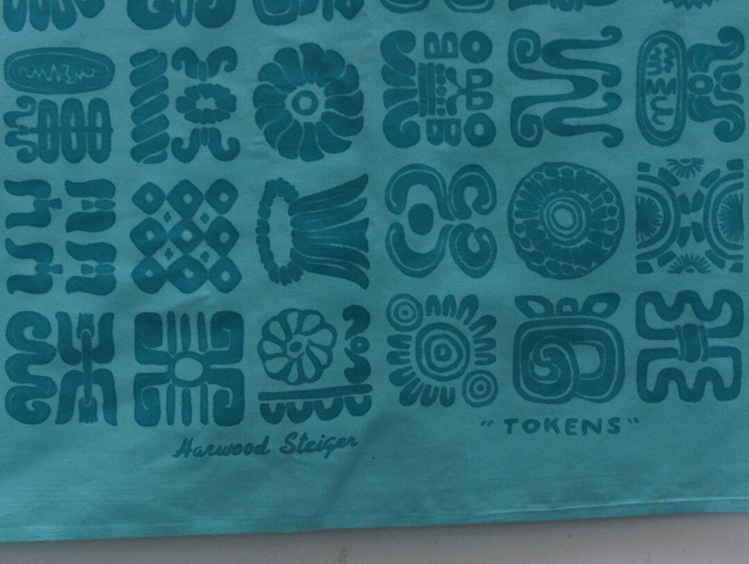 Vintage Harwood Steiger "tokens" Print Fabric Retro Mid Century Modern ...