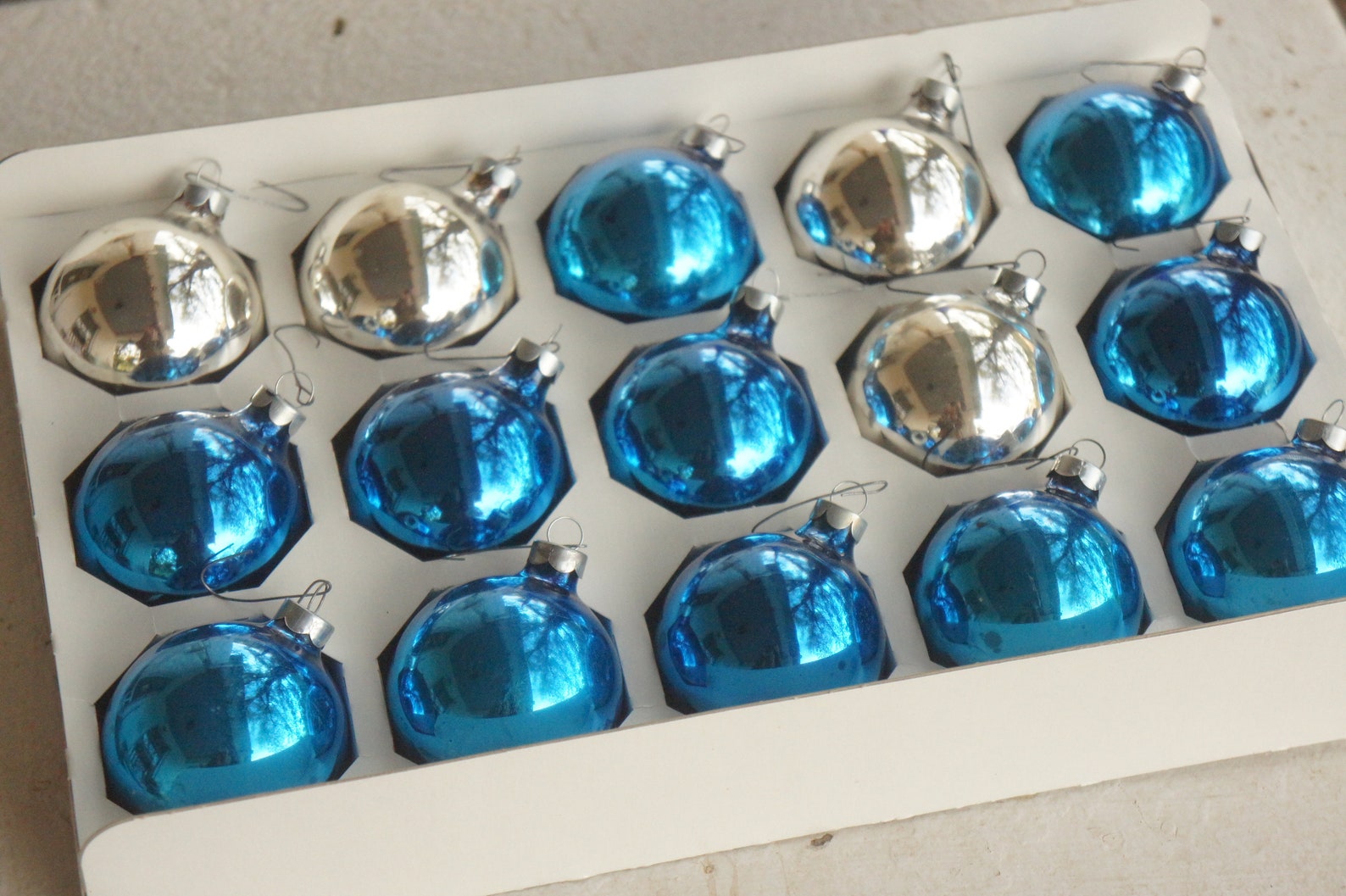 Vintage Box of Mercury Glass Christmas Ornaments/retro/mid | Etsy