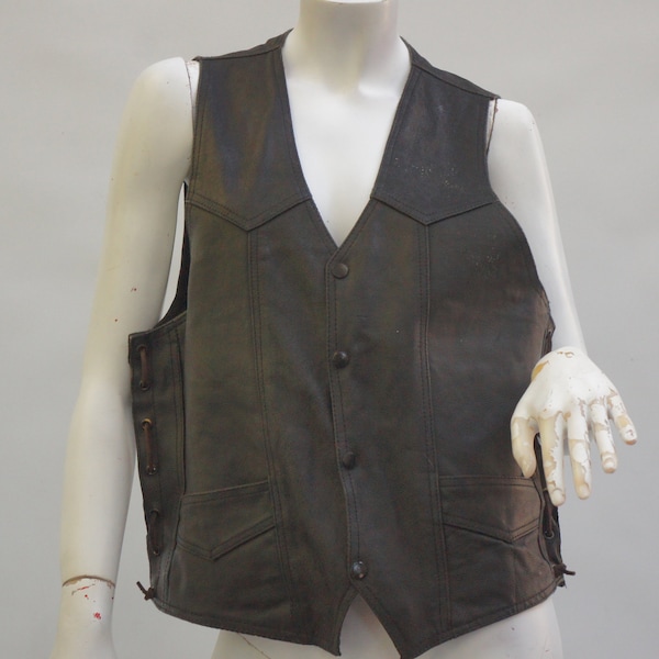 Black Leather Vest - Etsy