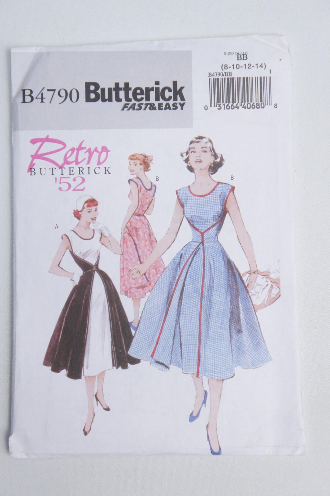 Vintage 50s Style Dresses Butterick B4790 Fast & Easy Retro 52 Sewing ...
