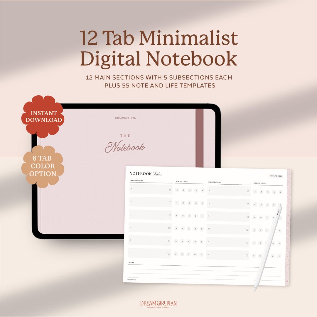 Digital Notebook Goodnotes, Landscape Notebook, 12 Subject Student ...