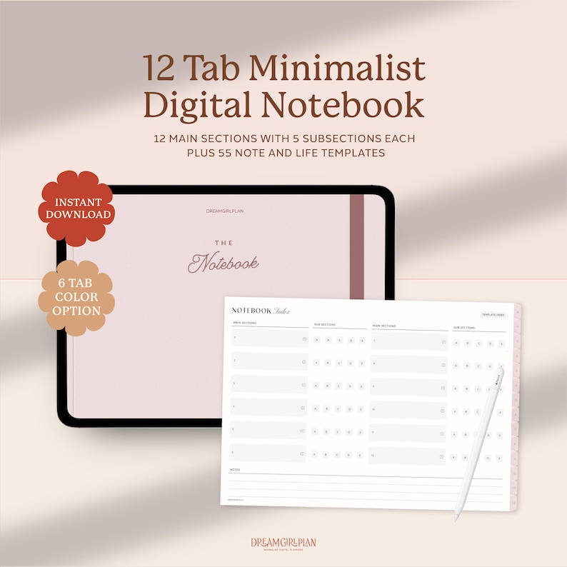 Digital Notebook Goodnotes, Landscape Notebook, 12 Subject Student ...