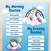 Editable Unicorn Routine Chart for Kids | Toddler Morning and Evening ...