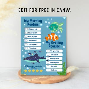 Editable Underwater Routine Chart for Kids | Ocean Morning & Evening ...