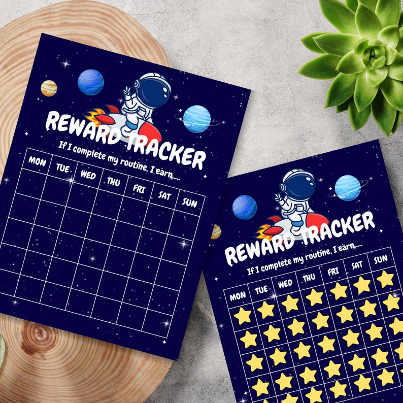 Editable Space Routine Chart for Kids | Morning & Evening Visual ...