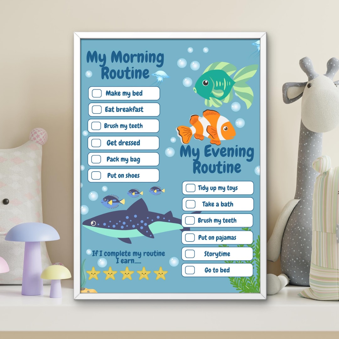 Editable Underwater Routine Chart for Kids | Ocean Morning & Evening ...