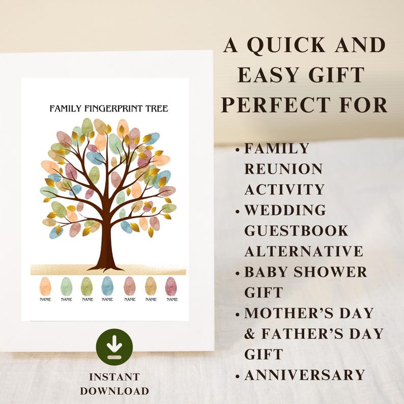 Personalized Family Fingerprint Tree | DIY Family Keepsake | Family ...