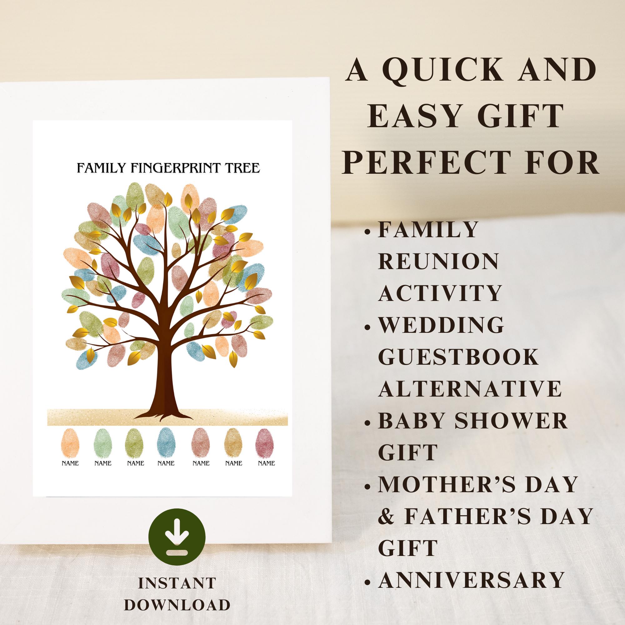Personalized Family Fingerprint Tree Guestbook: DIY Keepsake (digital ...