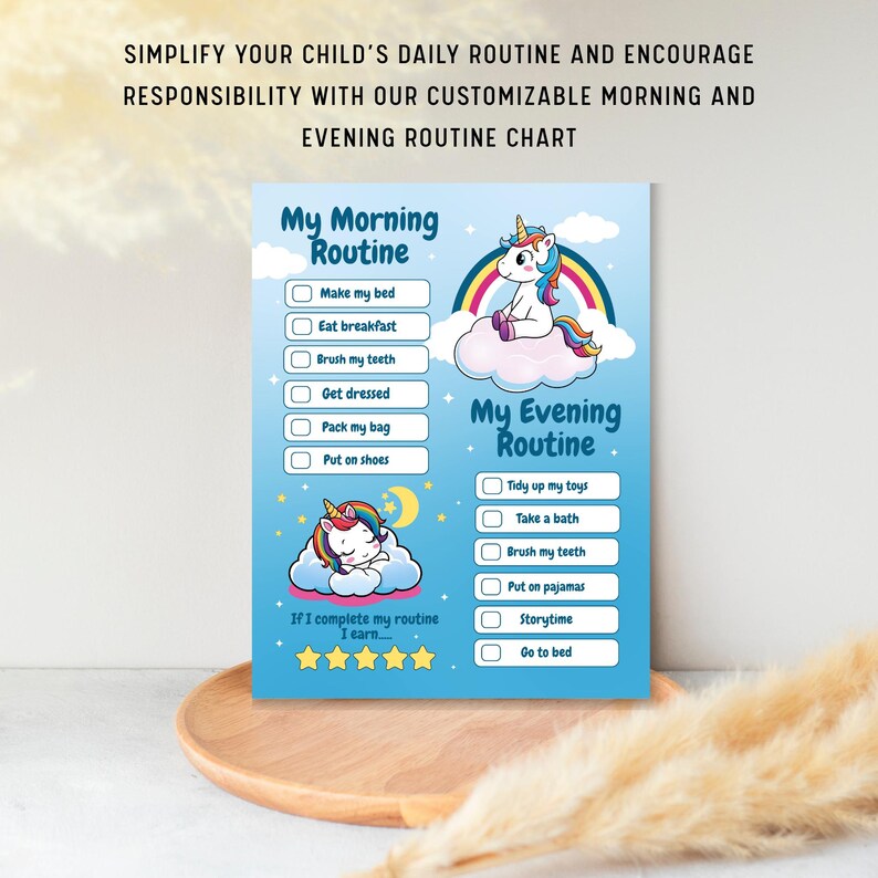 Editable Unicorn Routine Chart for Kids | Toddler Morning and Evening ...