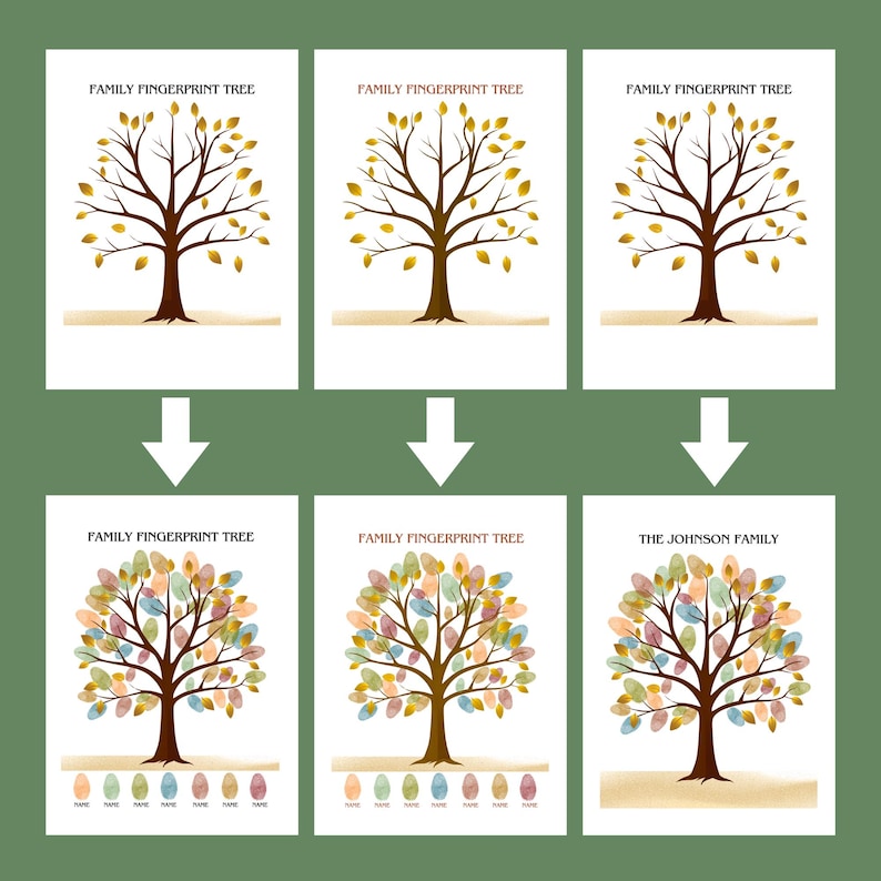 Personalized Family Fingerprint Tree Guestbook: DIY Keepsake (digital ...