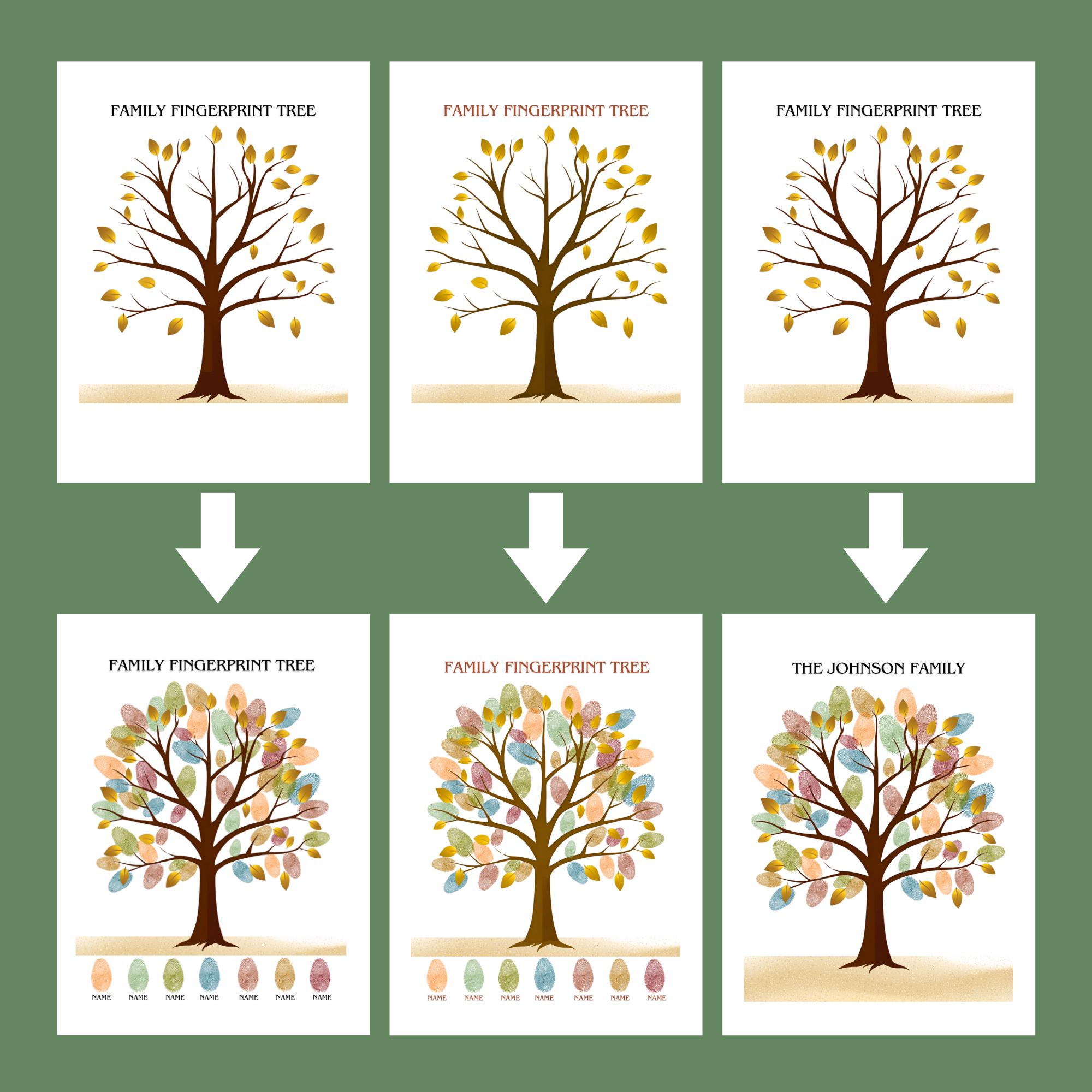 Personalized Family Fingerprint Tree Guestbook: DIY Keepsake (digital ...