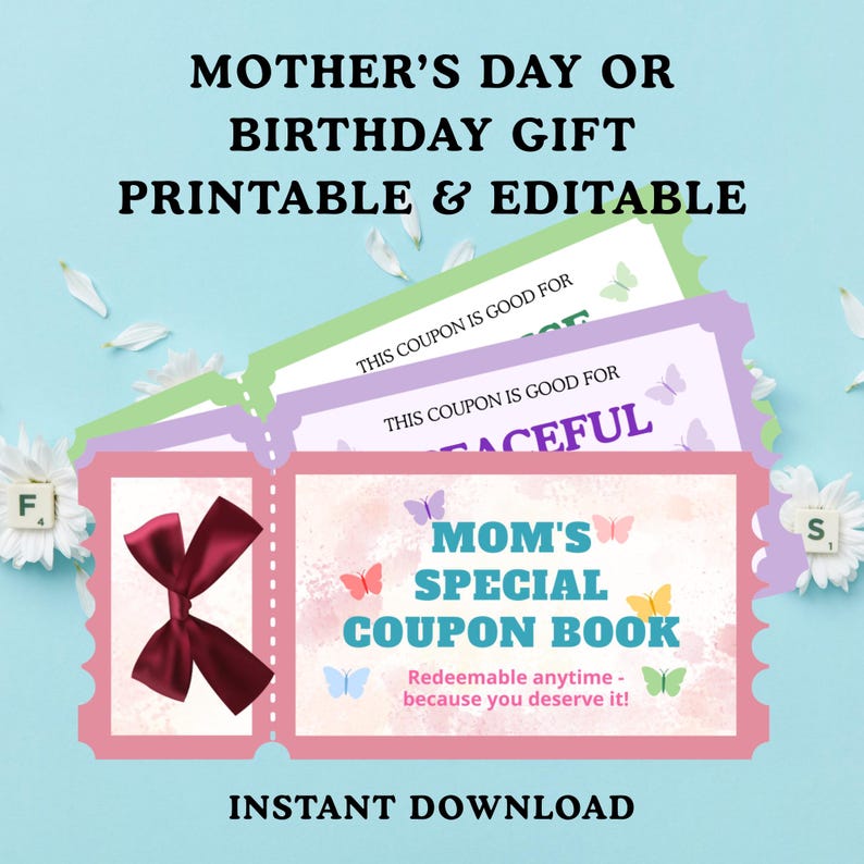 Mother’s Day and Birthday Coupon Book – Printable and Editable Canva ...