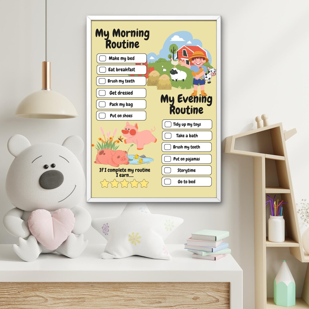 Editable Farm Animals Routine Chart for Kids – Morning & Evening ...