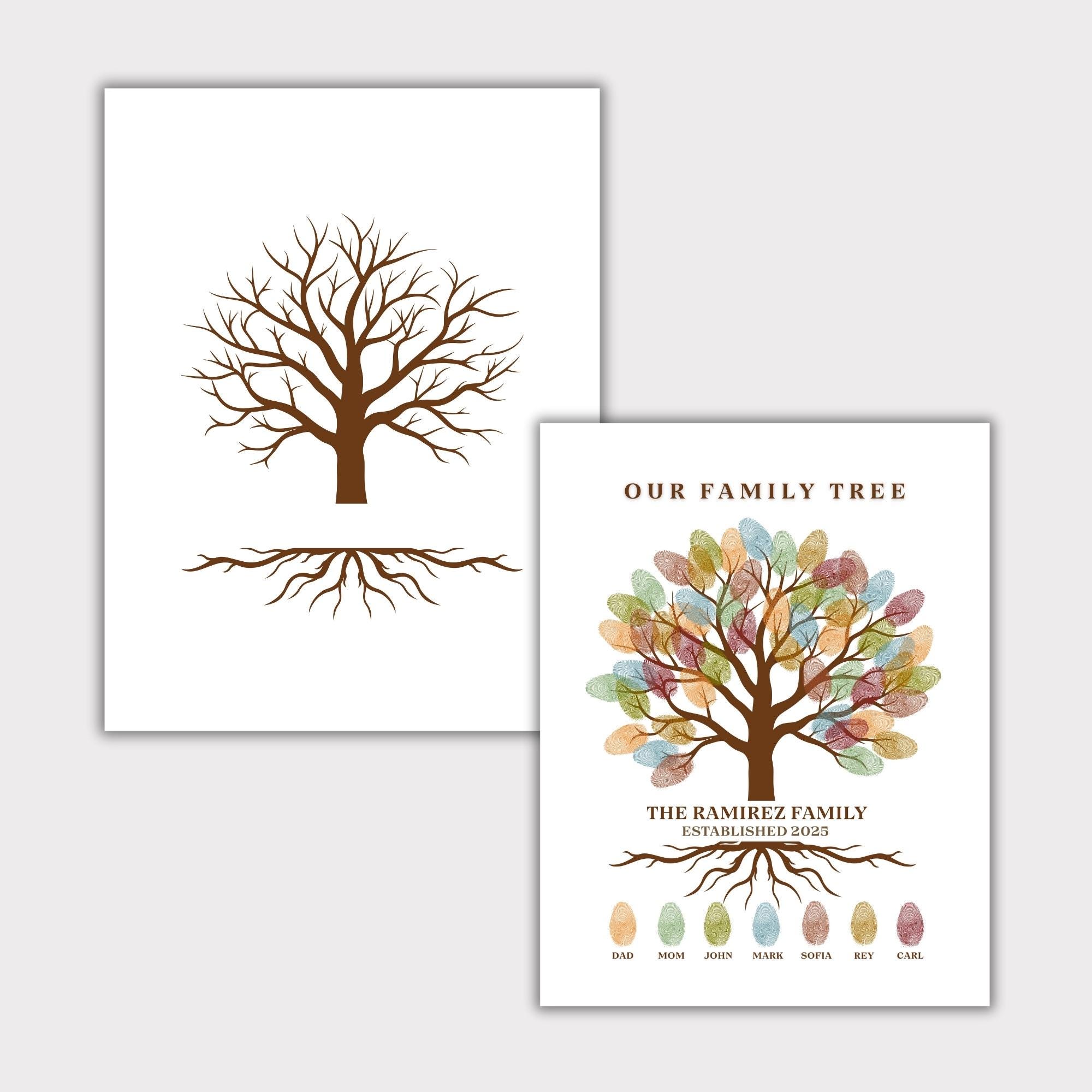 Personalized Family Fingerprint Tree Guestbook: DIY Keepsake (digital ...