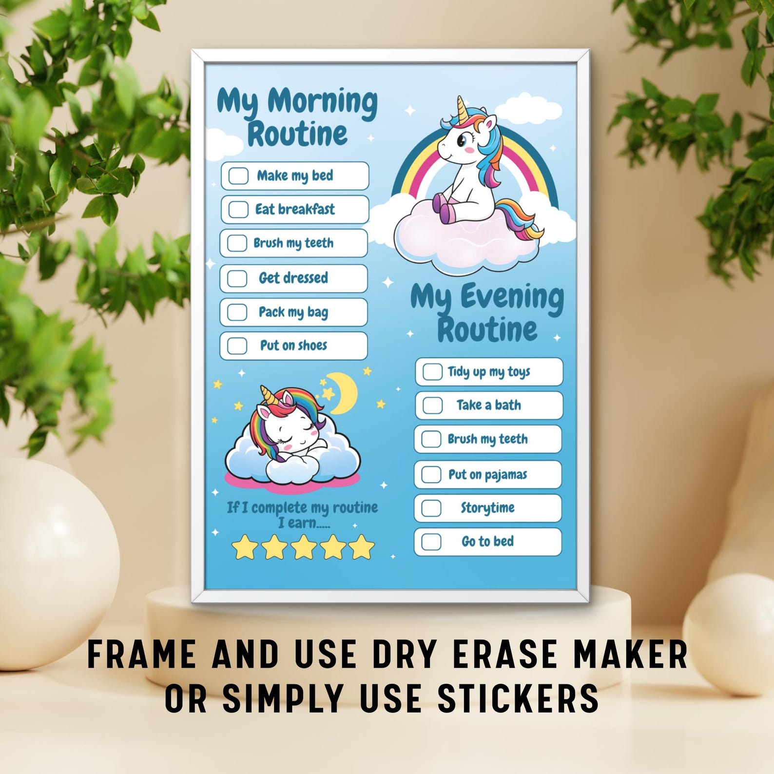 Editable Unicorn Routine Chart for Kids | Toddler Morning and Evening ...