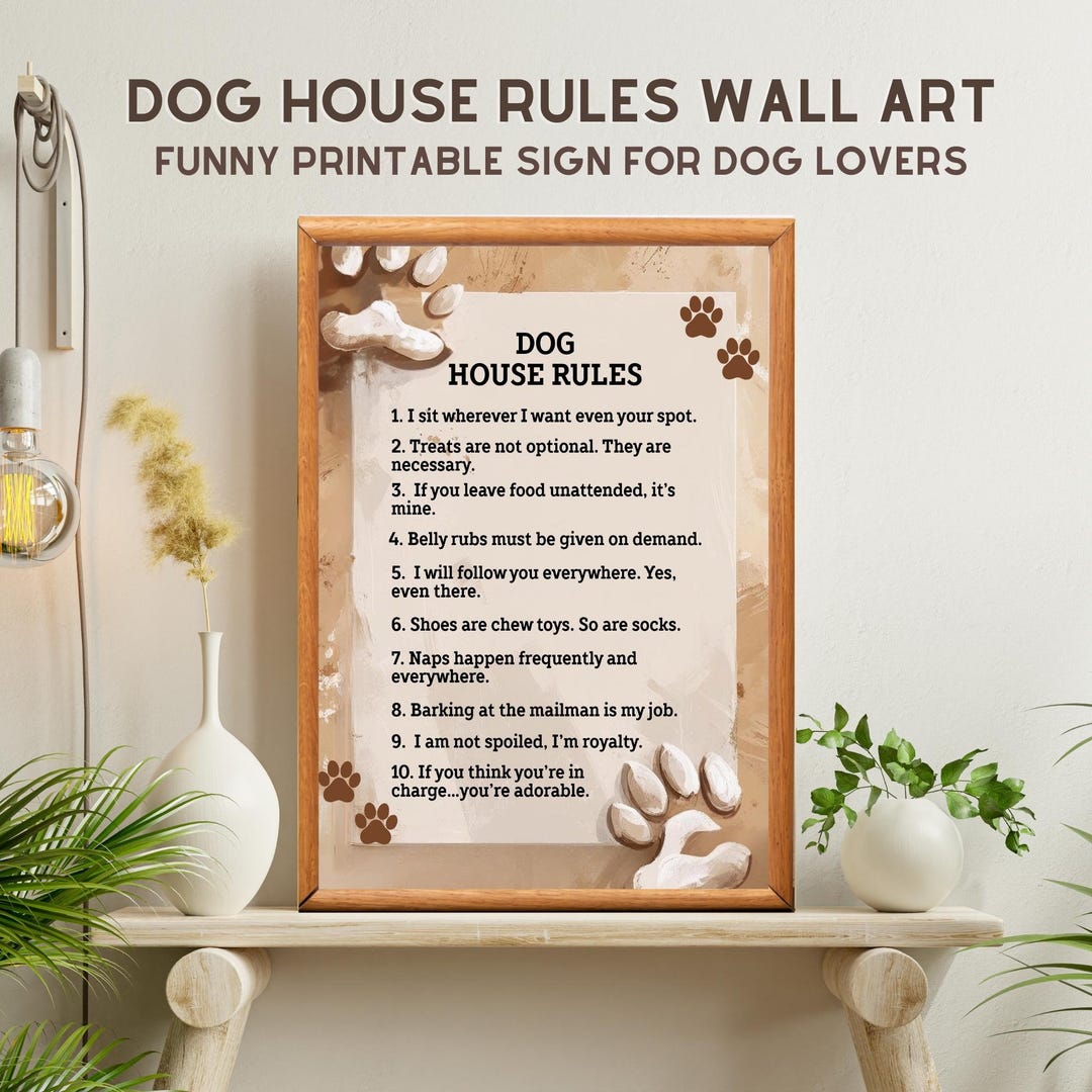 Funny Dog House Rules Sign: Editable Pet Wall Art (digital Download ...