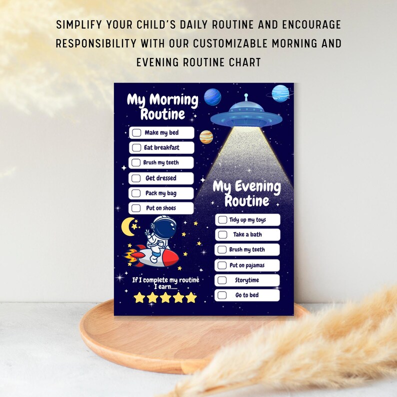 Editable Space Routine Chart for Kids | Morning & Evening Visual ...