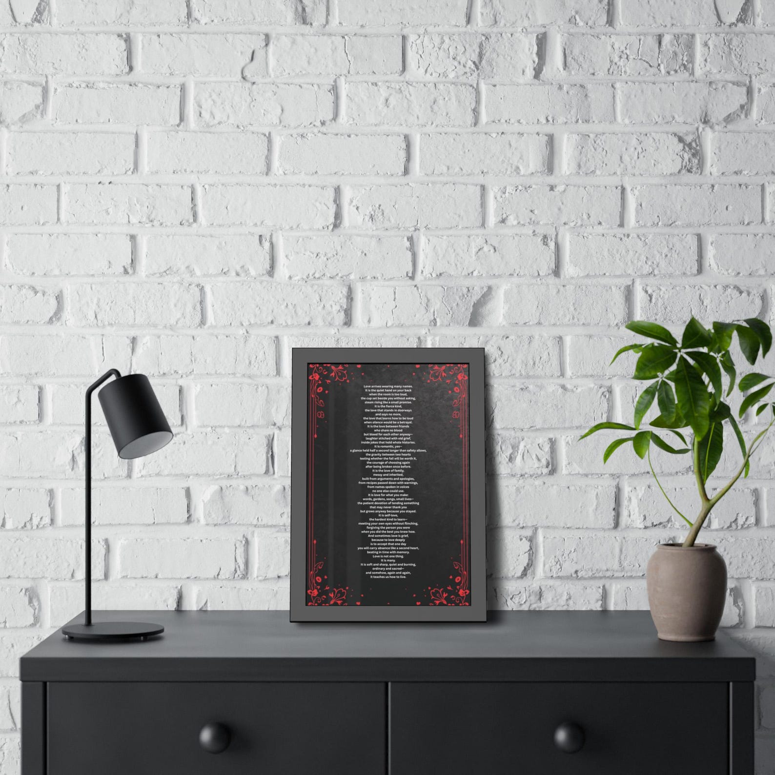 Romantic Poem Typography Framed Poster | Floral Border Wall Art - Etsy ...