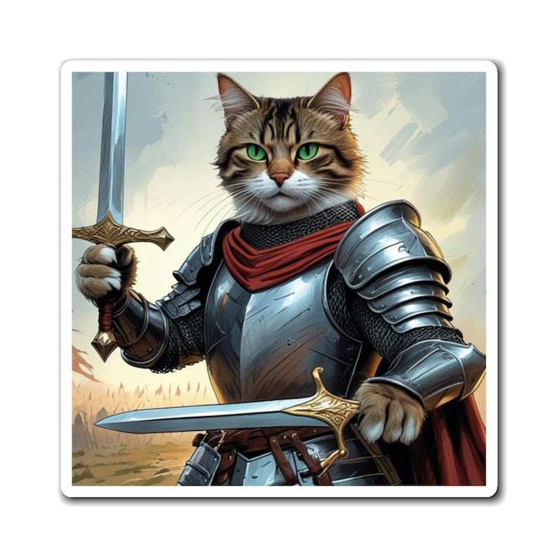 Aimant de chat de chevalier | Décoration de réfrigérateur lunatique ...