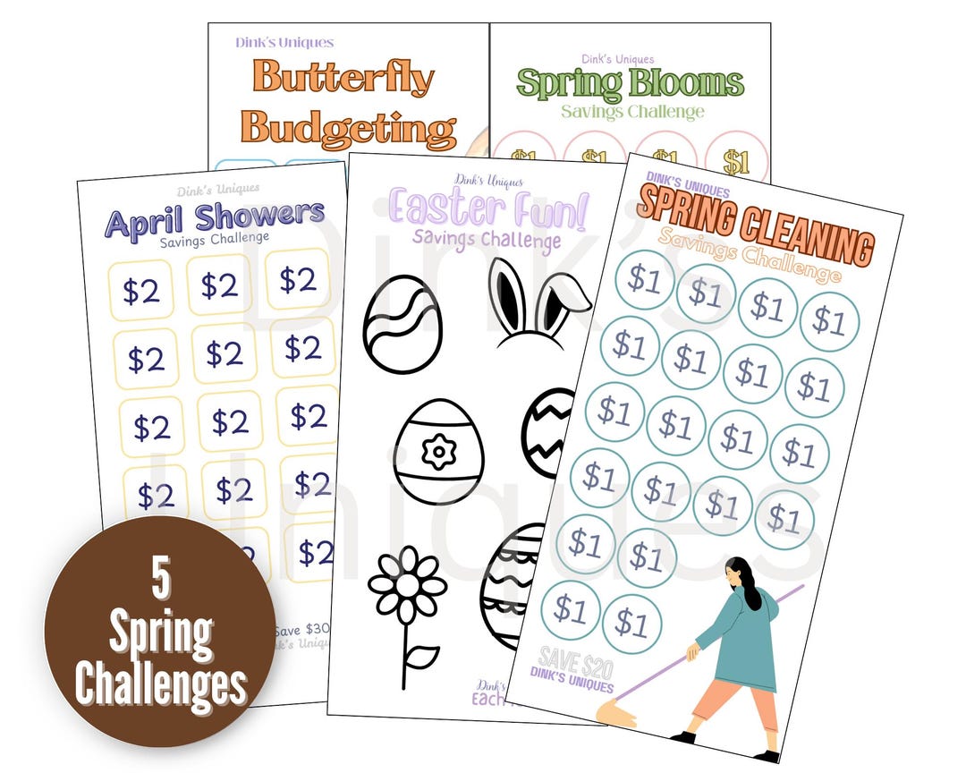 Spring Savings Challenge Bundle | 5 A6 Savings Trackers | Budgeting ...