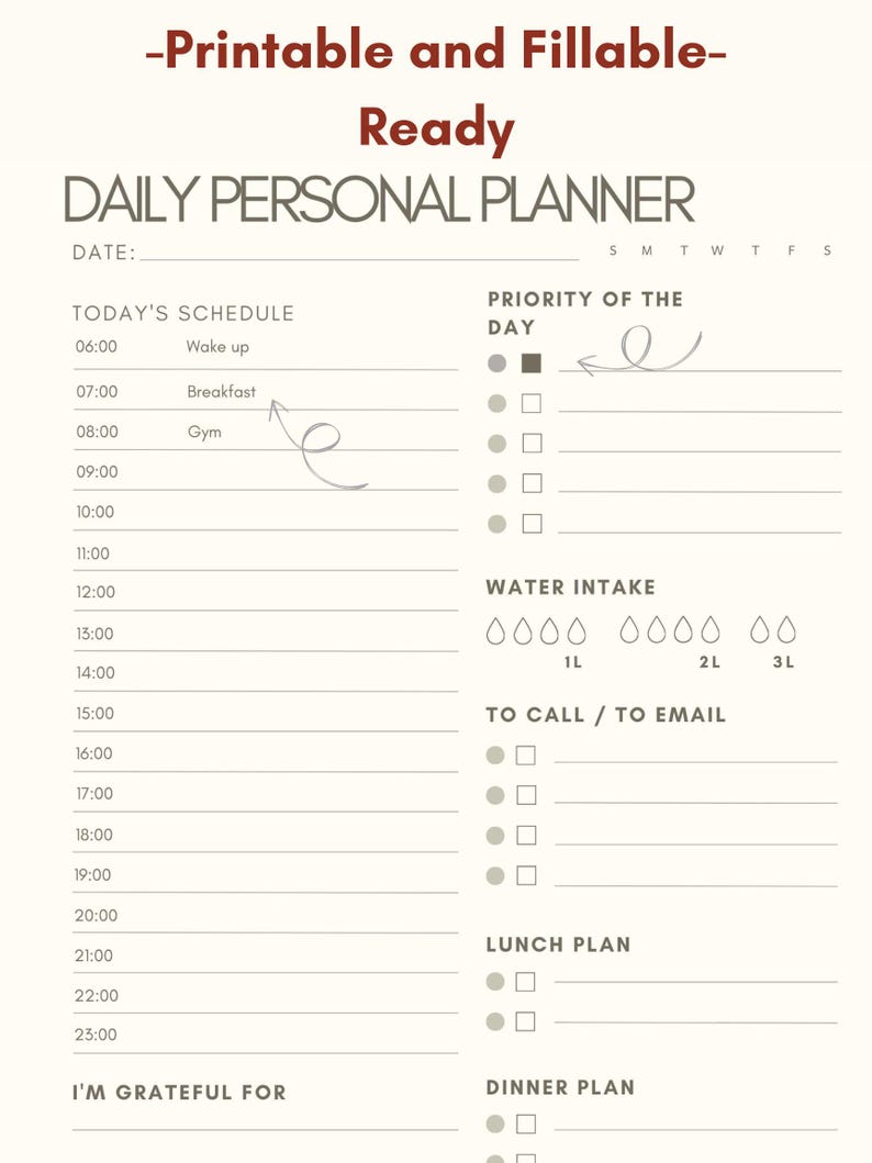 Daily Personal Planner - Etsy