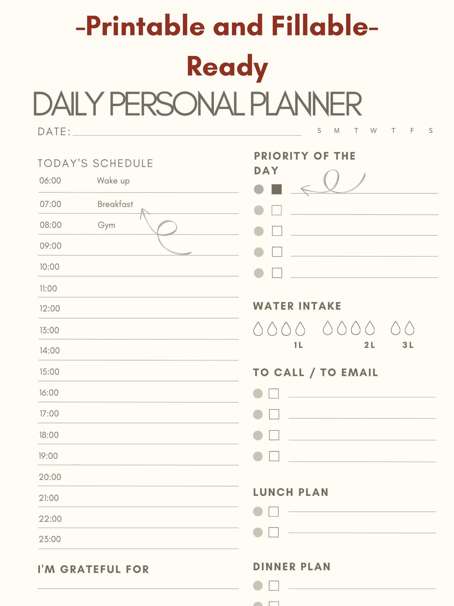 Daily Personal Planner - Etsy