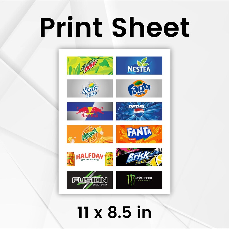 40 Vending Machine Labels, Vending Machine Stickers, Sparkling Water ...