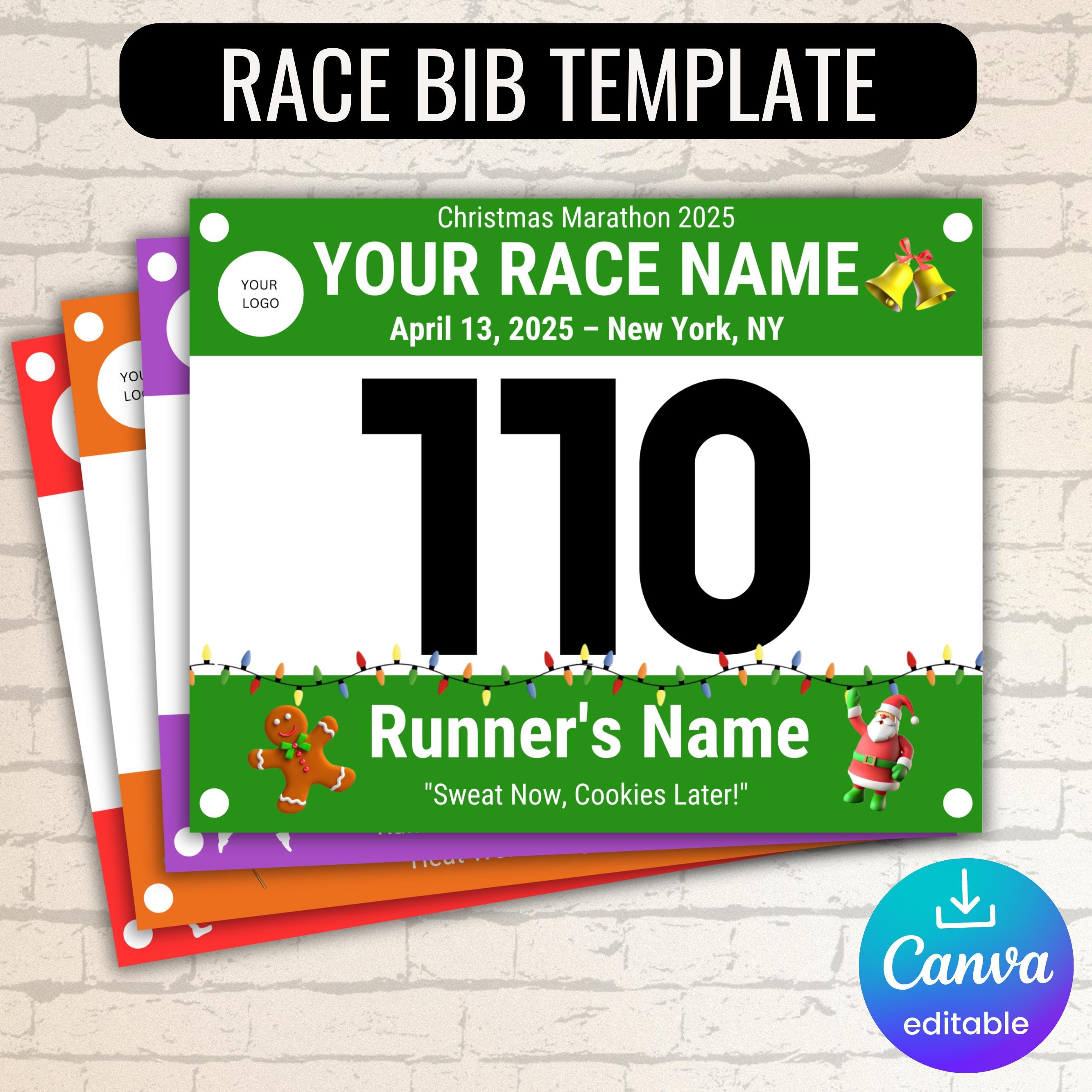 Race Bibs Template, Custom Race Bib, Printable Racing Bib, Running Race ...