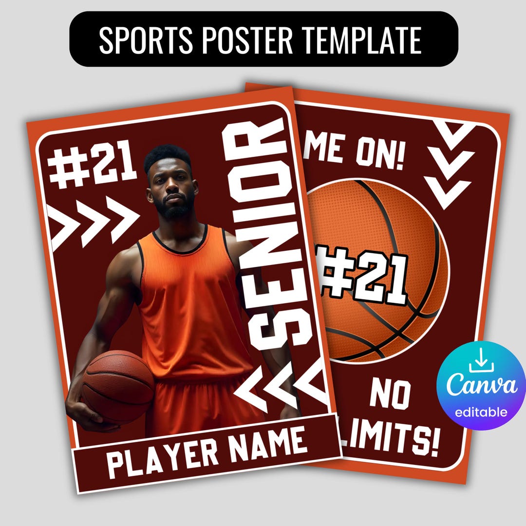 Customizable Sport Poster Template, Basketball Players Poster, Sport ...