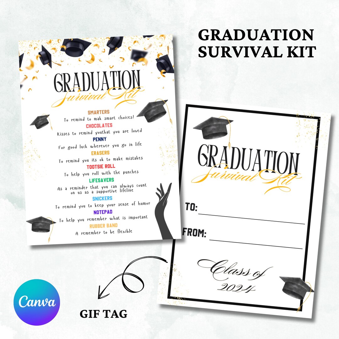 EDITABLE Graduation Survival Kit, After Graduation Survival Kit ...
