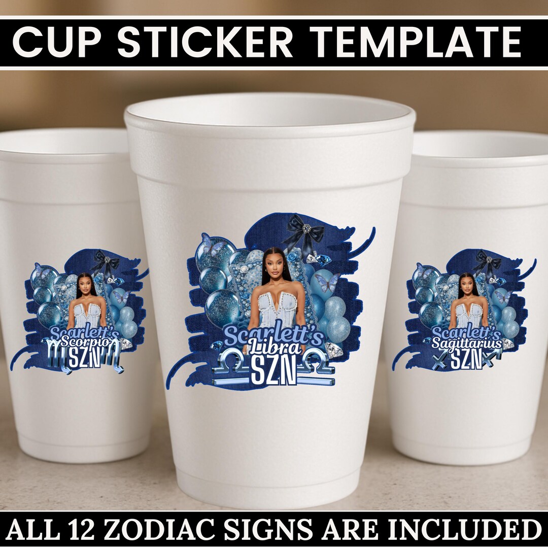 Styrofoam Cup Stickers, All Zodiac Signs Birthday, Personalized Party ...