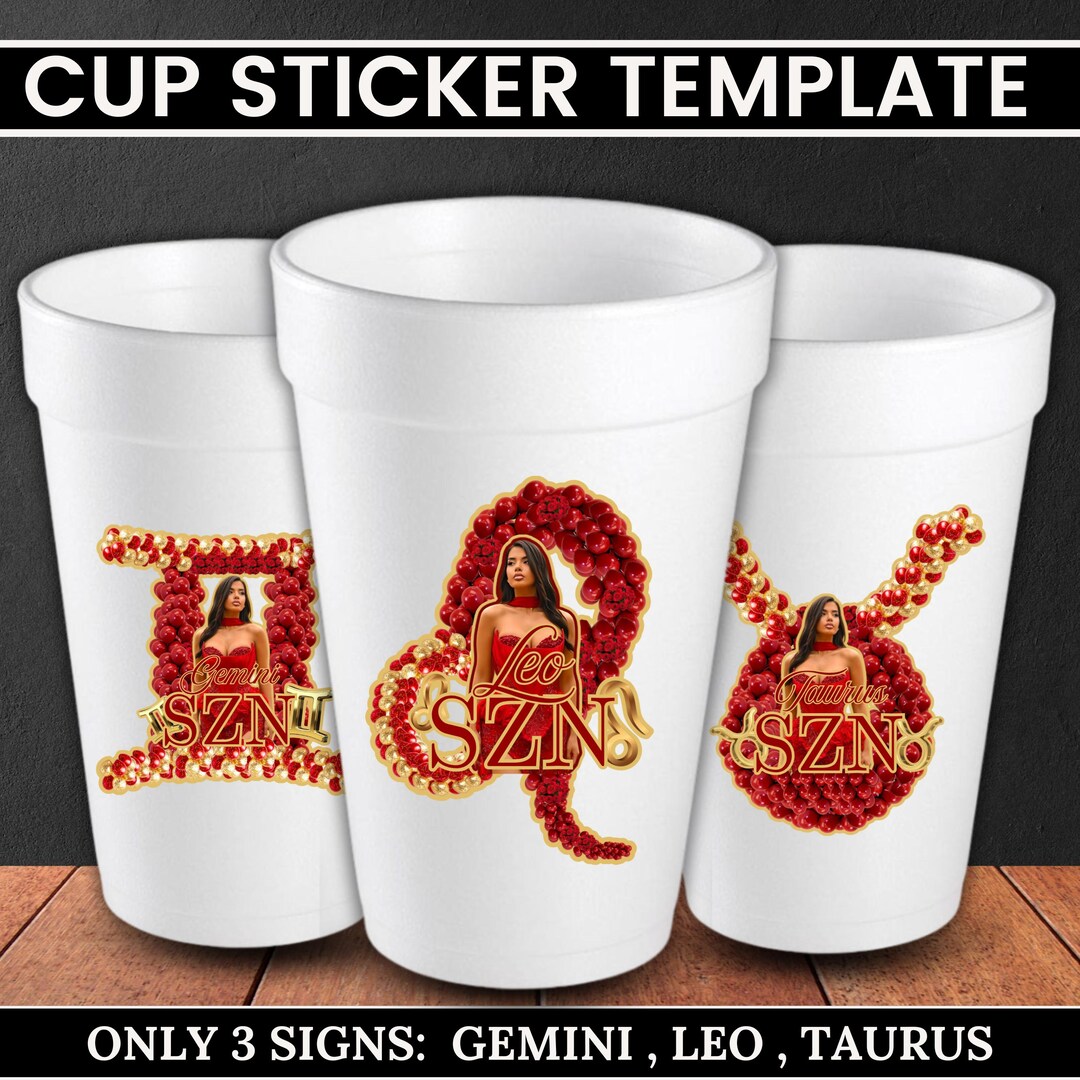 Styrofoam Cup Sticker Template, Editable Party Cup Template ...