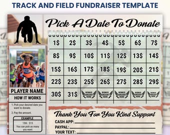 Editable Track and Field Football Fundraiser Calendar Pick a Date ...