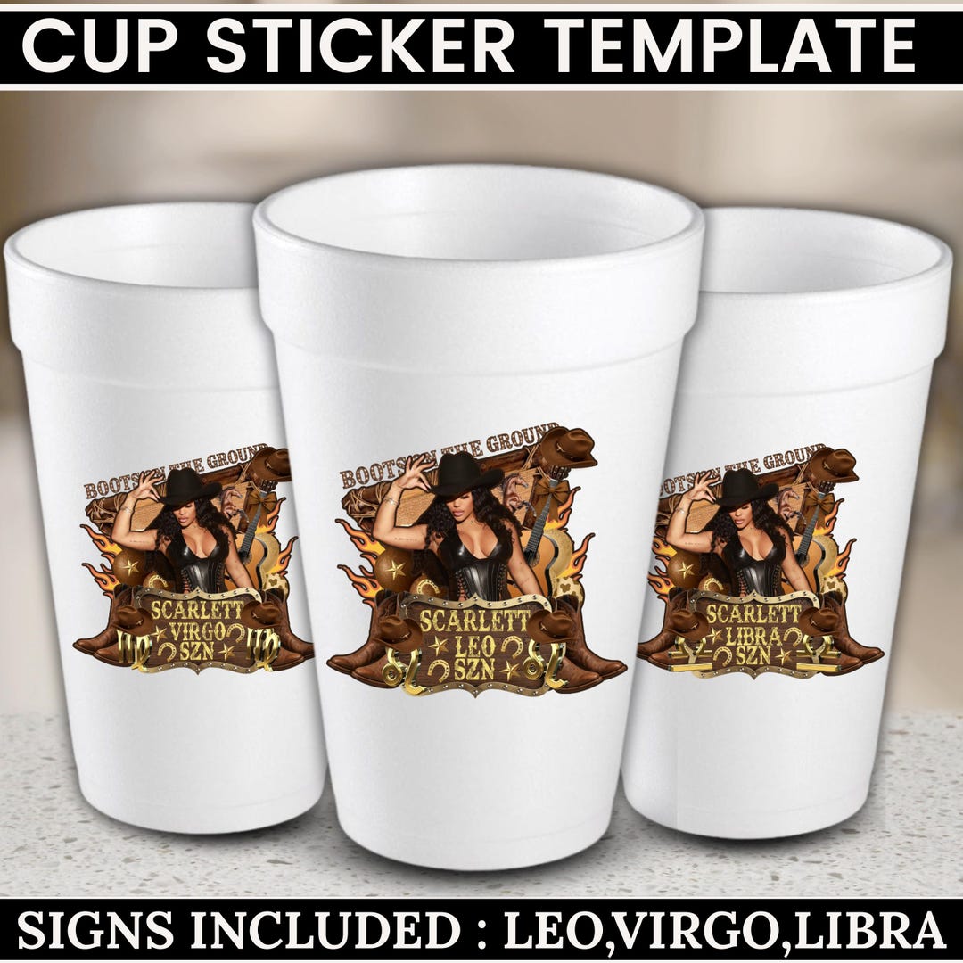 Styrofoam Cup Sticker Template,editable Party Cup Boots on the Ground ...