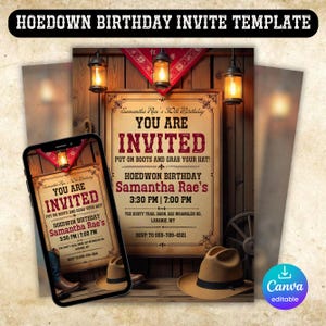 Cowboy Birthday Invitation, Western Birthday Invitation, Cowgirl Party ...