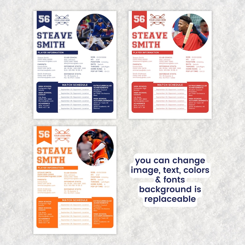 Sports Profile Sheet Template, Athlete Profile Sheet Resume, College ...