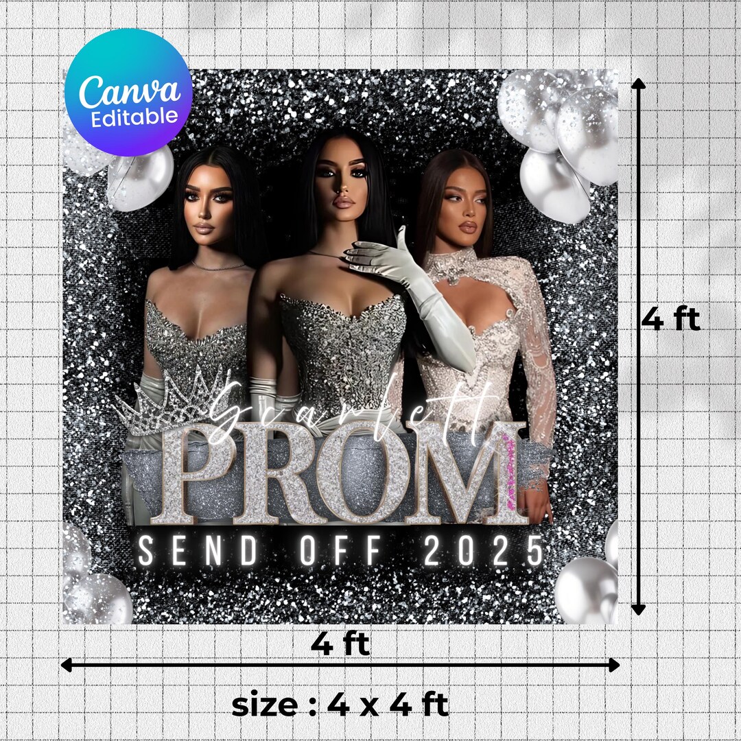 Prom Send off Banner, Silver Prom Party Decor, Prom Party Backdrop ...