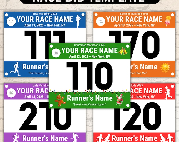 Race Bibs Template, Custom Race Bib, Printable Racing Bib, Running Race ...