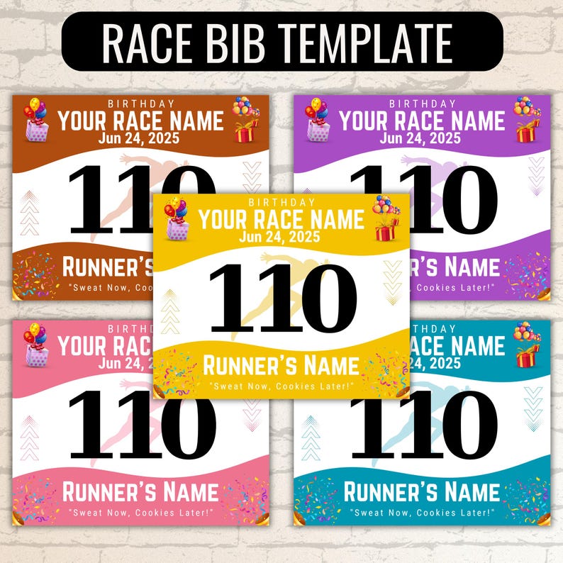 Race Bibs Template,birthday Race Bib,printable Racing Bib,running Race ...