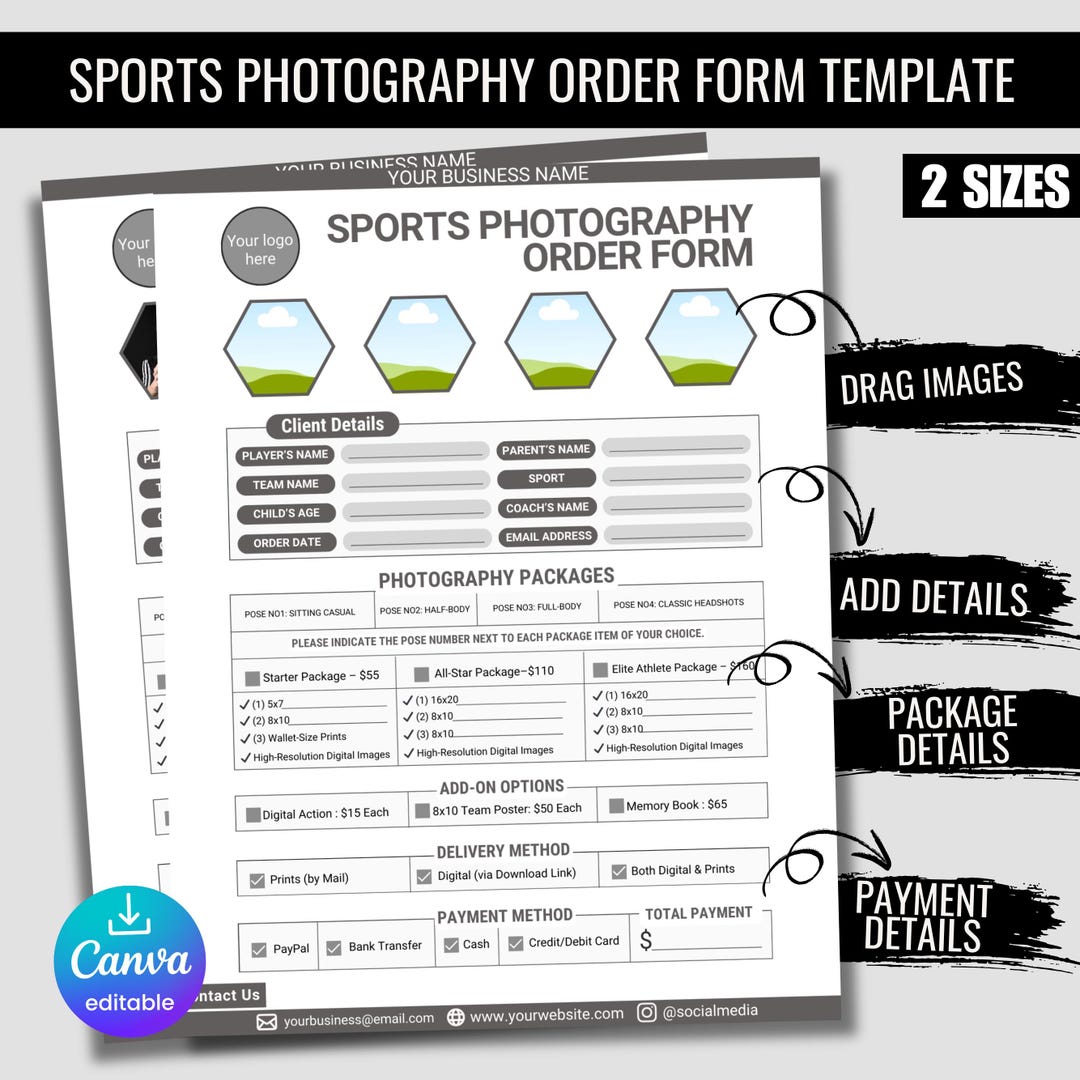 Sports Photography Order Form Template, Editable School Photography ...