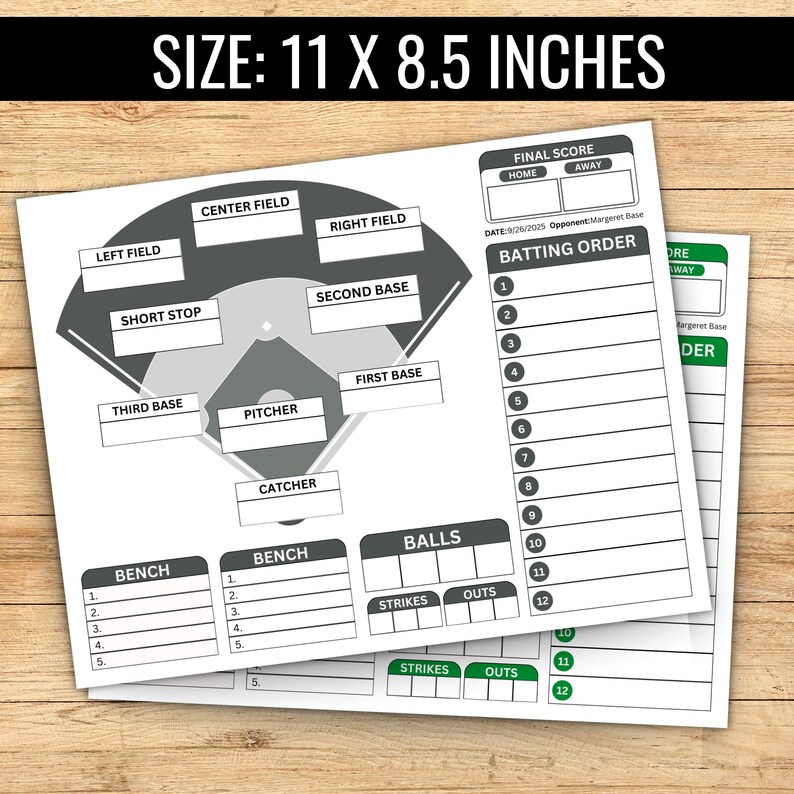 Editable Baseball Lineup,softball Lineup,baseball Chart Cards,baseball ...