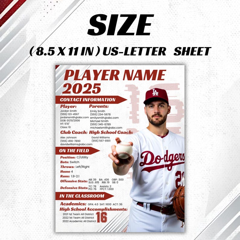 Sports Profile Sheet Template, Athlete Profile Sheet Resume, College ...